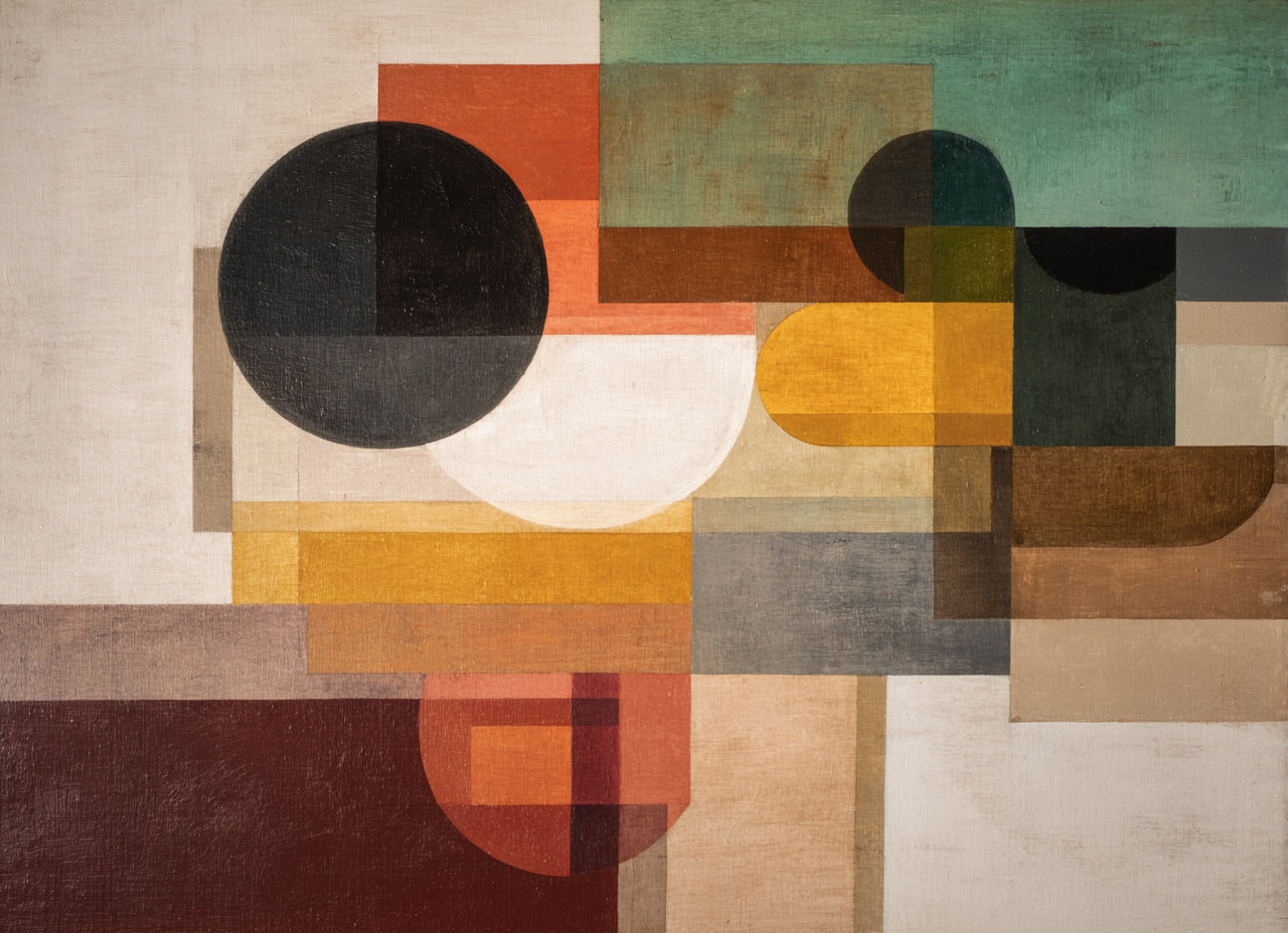 Geometric Abstract Art with Retro Color Palette – Artspire Gallery